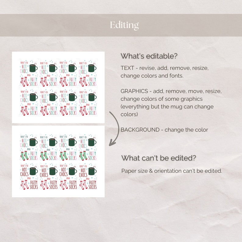 Printable Hot Chocs and Fuzzy Socks Tag Fuzzy Socks Christmas - Etsy