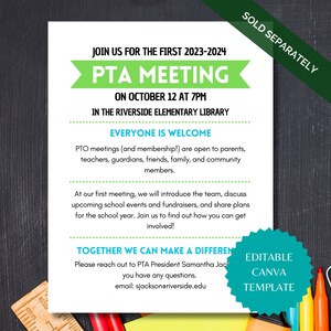 Editable PTA Calendar of Events Flyer, PTO Schedule Flyer, Printable ...