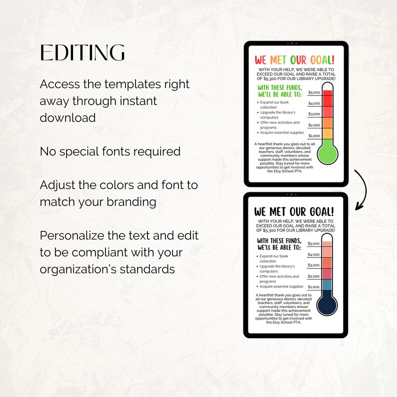 PTO Fundraiser Tracker Flyer Canva Template, Fundraising Thermometer ...
