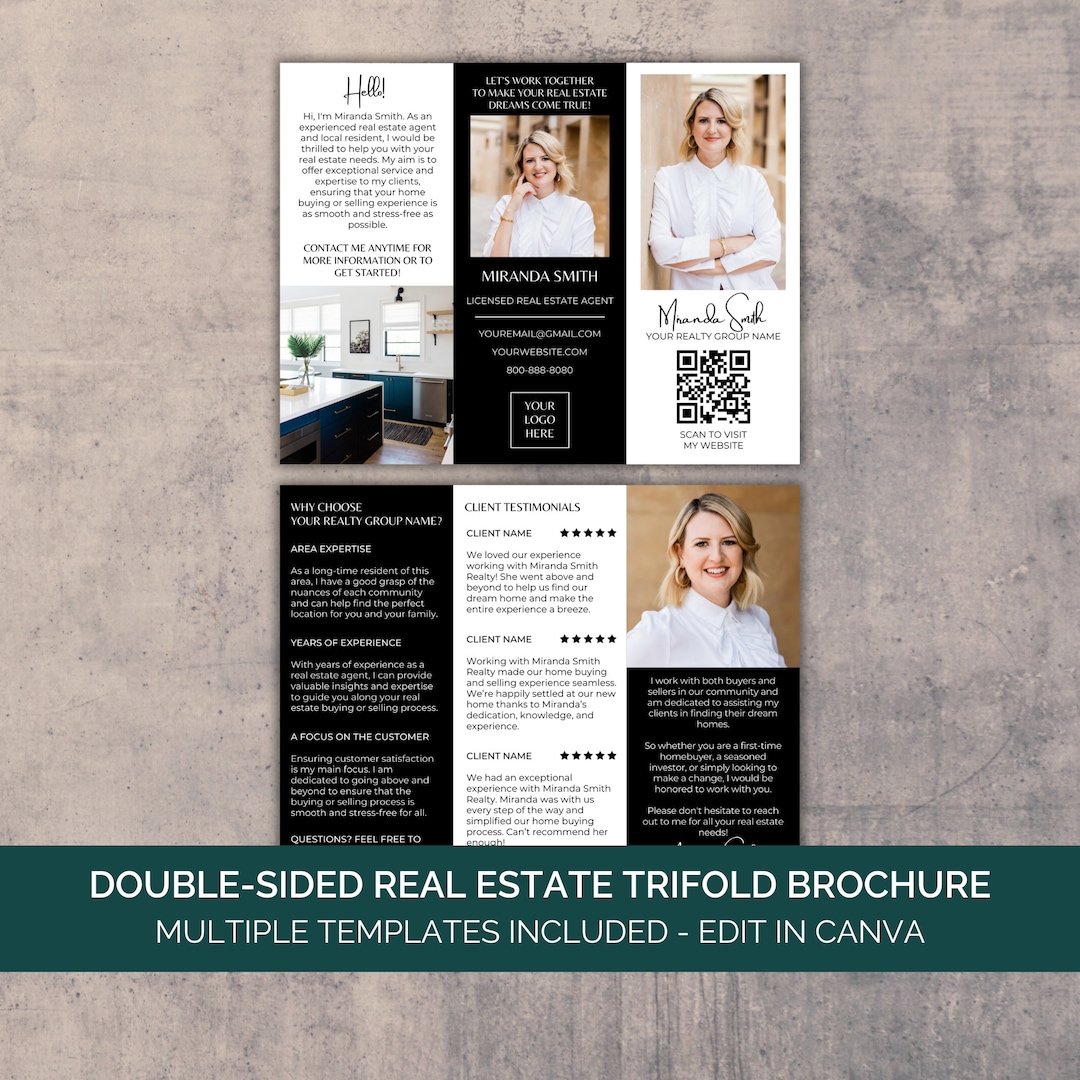 Real Estate Agent Brochure, Real Estate Agent Introduction Tri Fold Brochure Template, Trifold ...