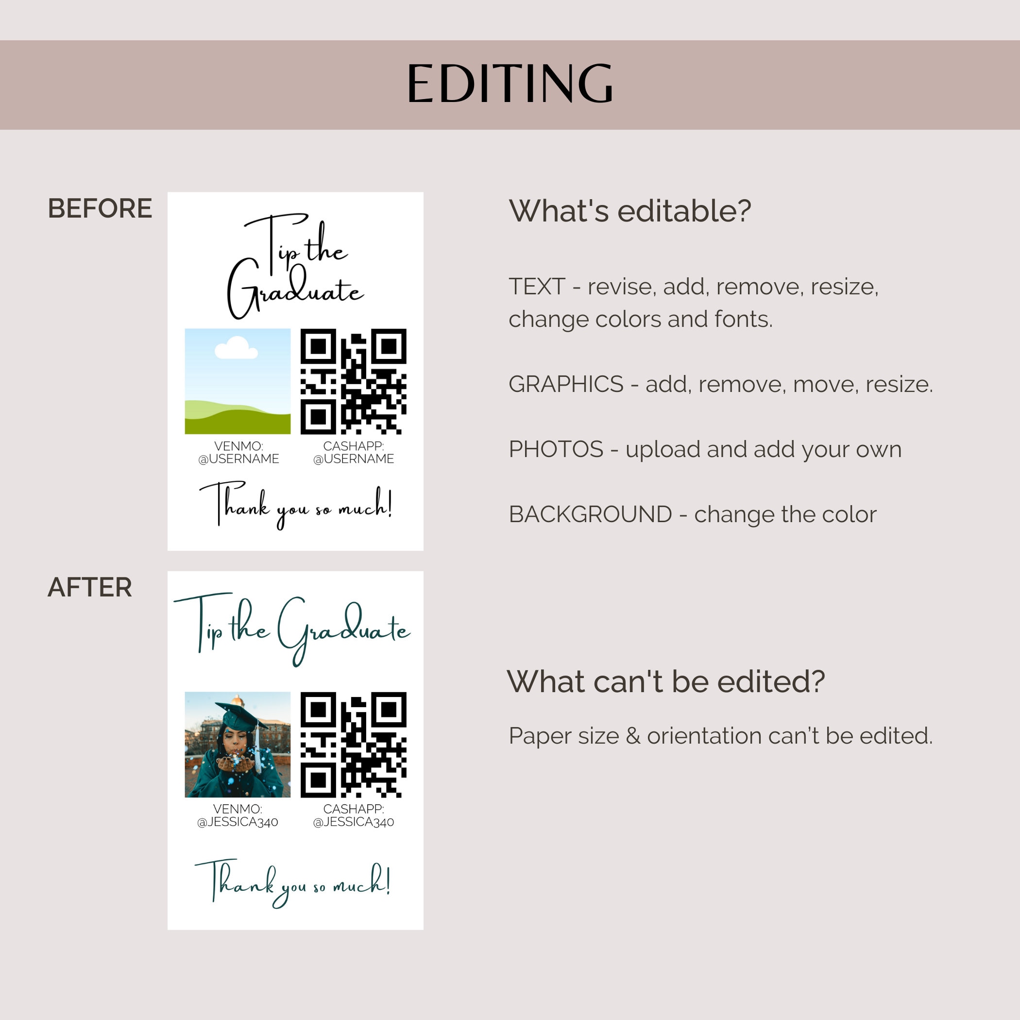 Tip the Graduate QR Code Sign, Graduation Qr Code Sign for Open House ...