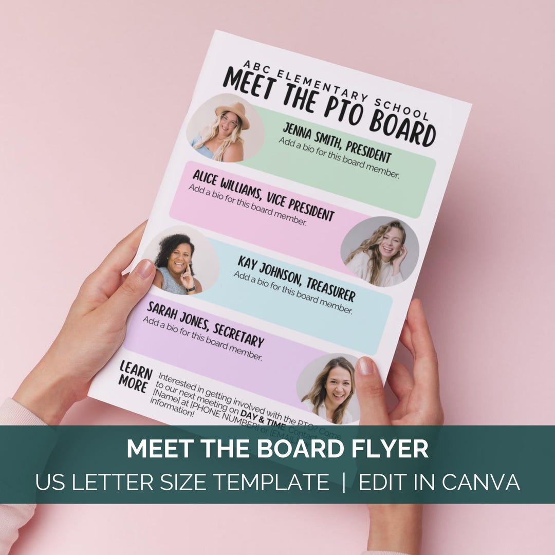 Back to School PTO Board Introduction Letter, Meet the Board Flyer ...