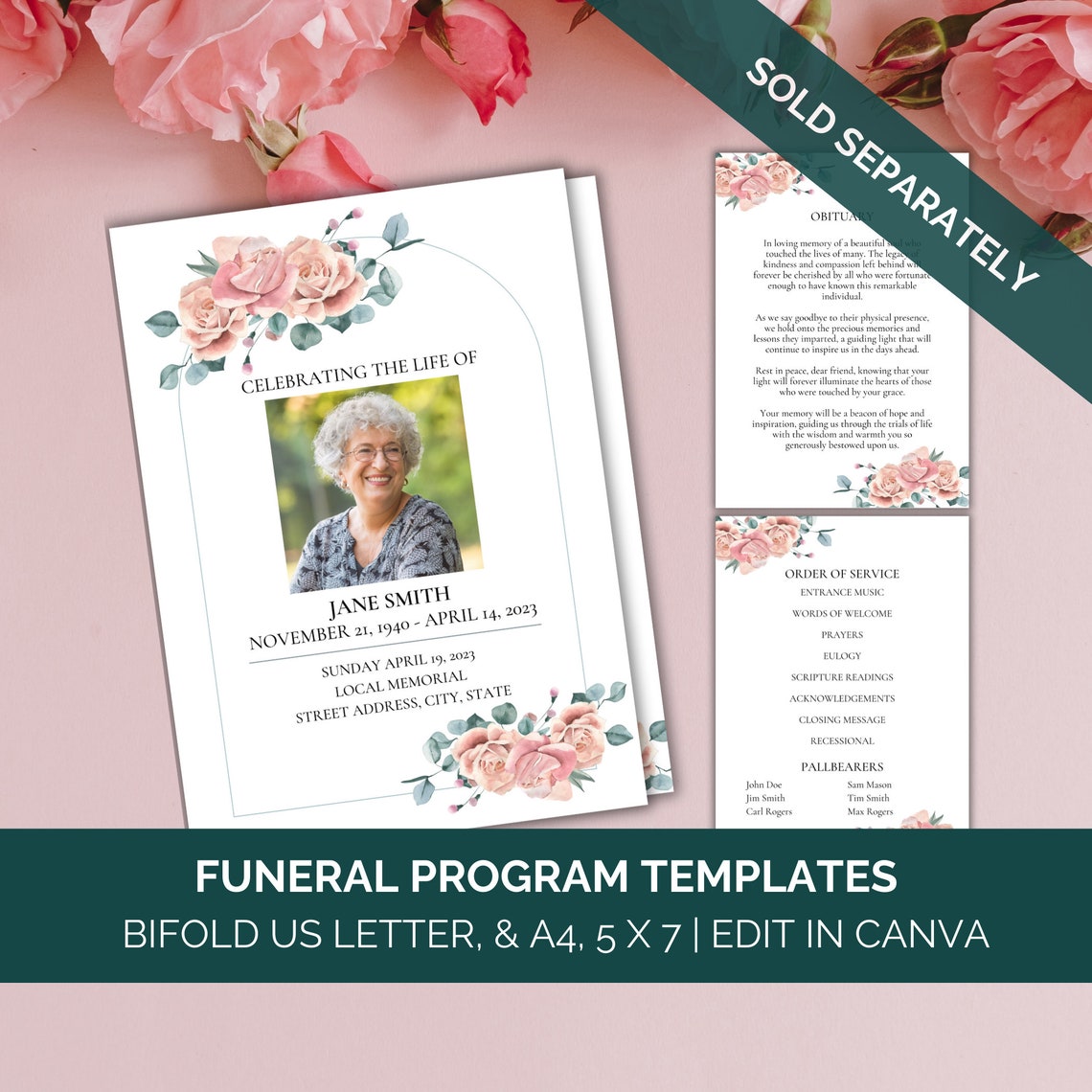 Funeral Program Template for Woman Purple, Celebration of Life Program ...