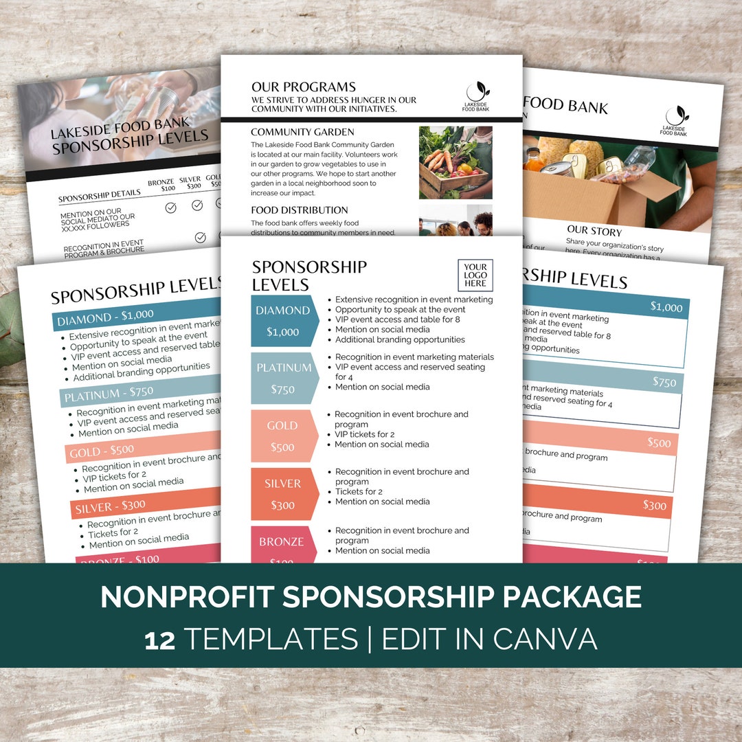 Sponsorship Levels Template, Nonprofit Sponsor Level Flyer, Nonprofit ...