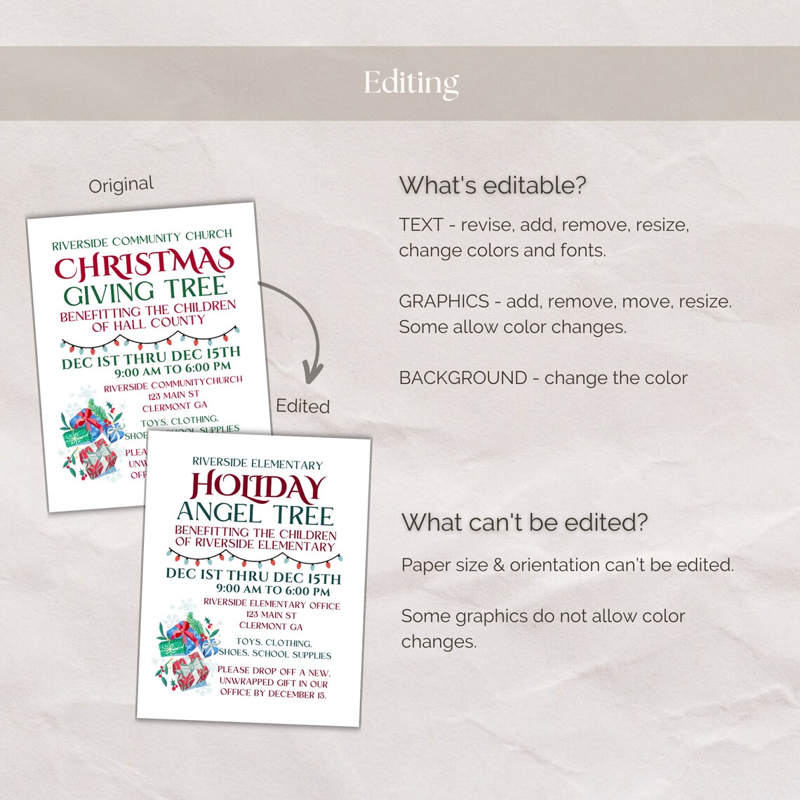 Giving Tree Flyer Template, Giving Tree Tags Printable, Angel Tree Sign ...