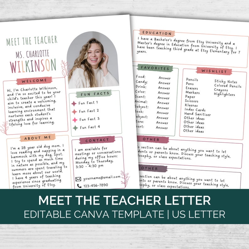 Botanical Meet the Teacher Template Boho, Elementary All About Me ...