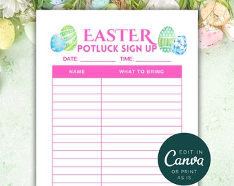 Editable Easter Party Sign up Sheet - Etsy