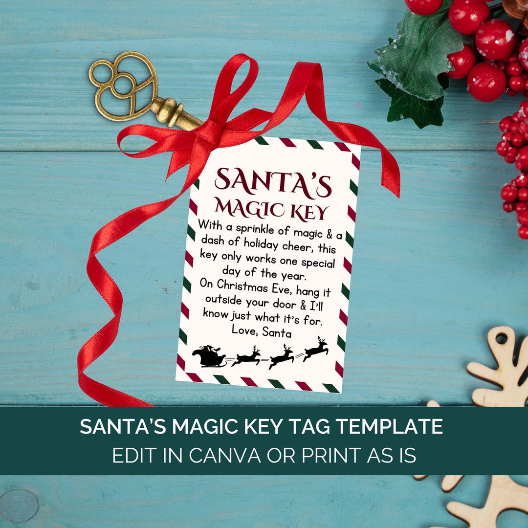 Santa's Magic Key Tag Canva Template, Christmas Magical Key Tag for ...