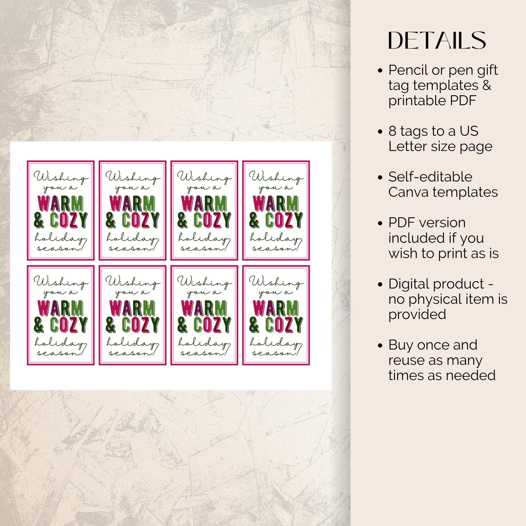 Warm and Cozy Christmas Gift Tag Canva Template, Fuzzy Socks Gift Tag ...