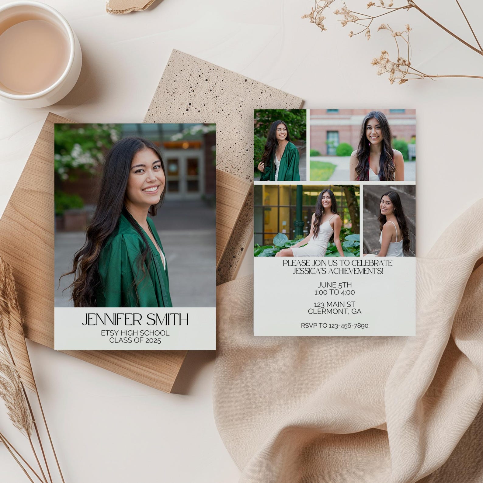 Graduation Invite for Twins Canva Template, Siblings Double Graduation ...