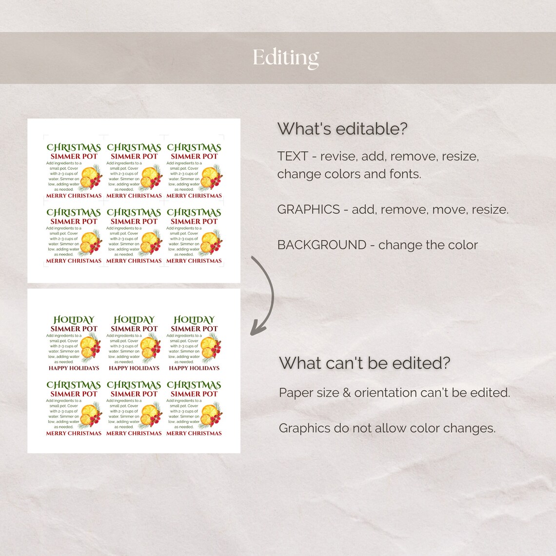 Christmas Simmer Pot Tag, Holiday Stovetop Potpourri Gift Tag ...