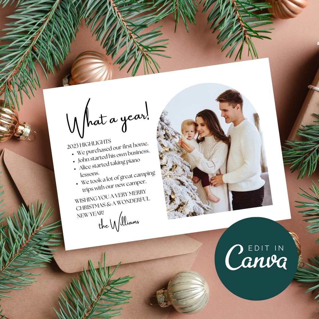 Year in Review Card Template Canva Modern Photo Holiday Card - Etsy