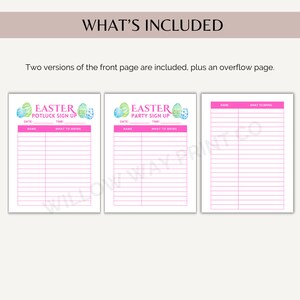 Easter Sign up Sheet, Printable Easter Potluck Sign up Sheet, Easter ...