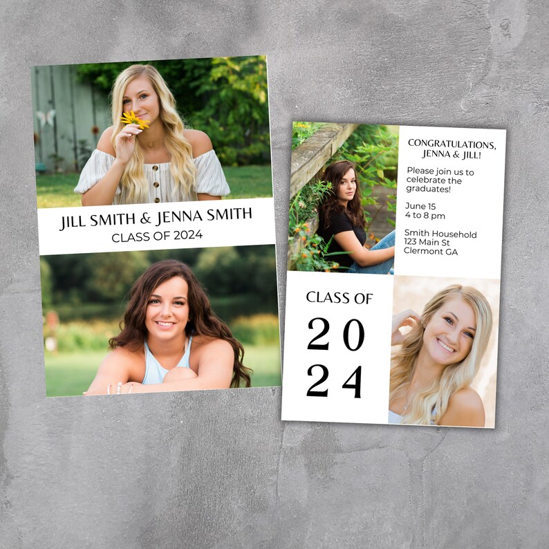 Graduation Announcement Twin, Graduation Party Invitation Twins ...
