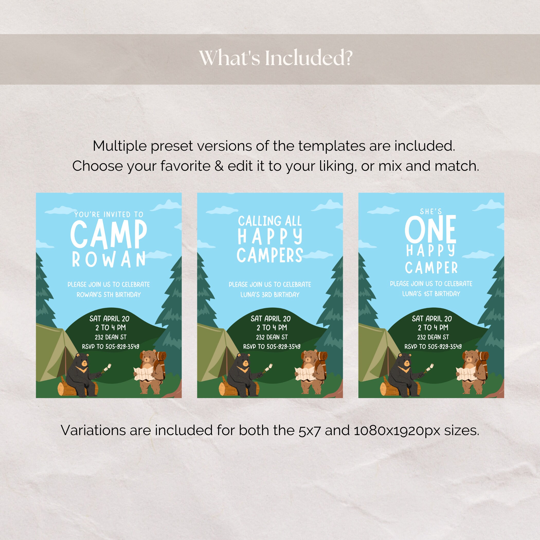 Camp Theme Birthday Invite Template, Summer Camp Themed Birthday ...