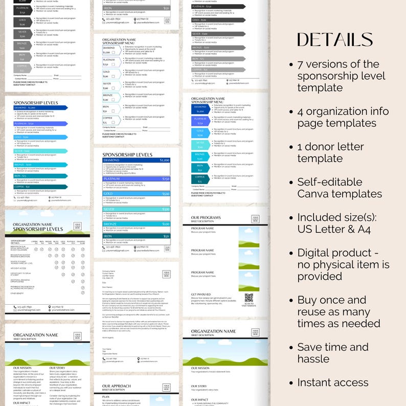 Sponsorship Levels Template, Nonprofit Sponsor Level Flyer, Nonprofit ...