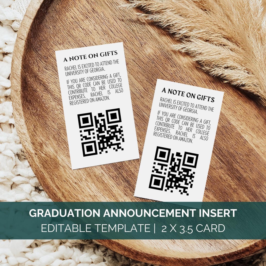 Graduation Party Invitation Insert Card Canva Template, Graduation QR ...