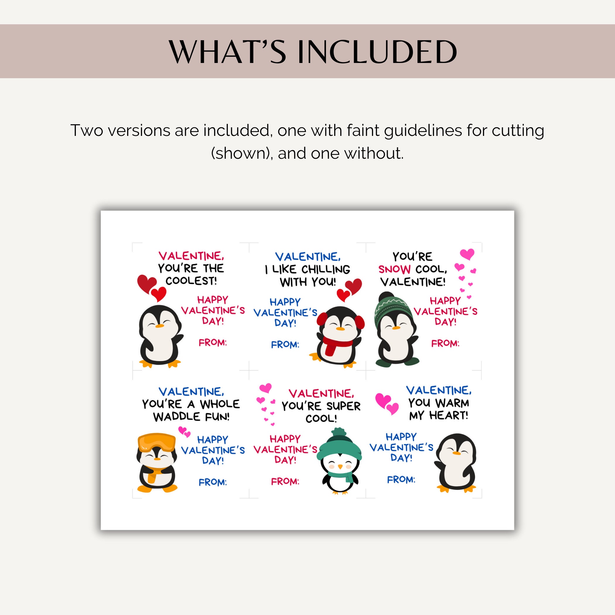 Penguin Valentine Card Kids, Classroom Valentines Penguin, Penguin ...