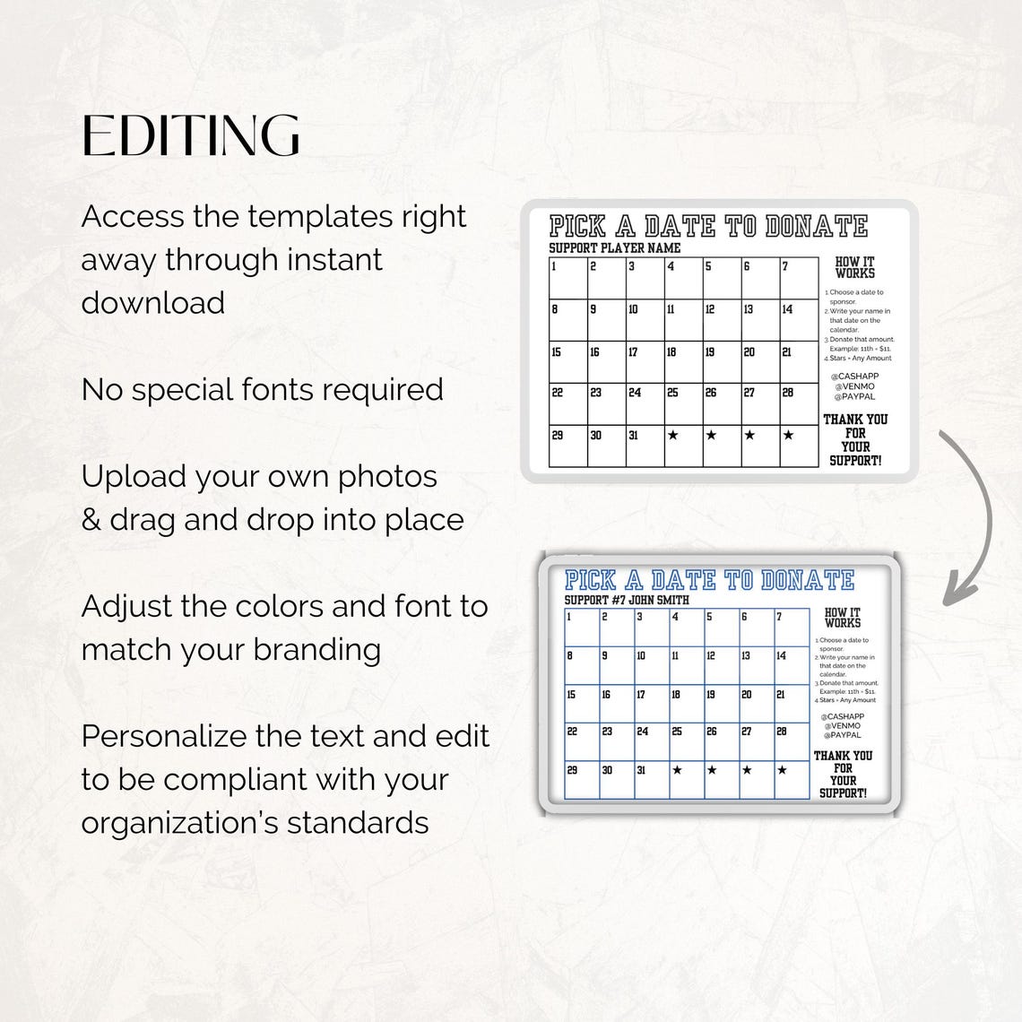 All Purpose Pick A Date Calendar Fundraiser Canva Template, No Photo ...