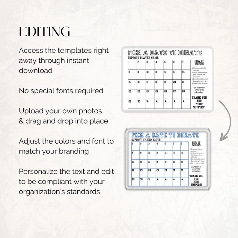 All Purpose Pick A Date Calendar Fundraiser Canva Template, No Photo ...
