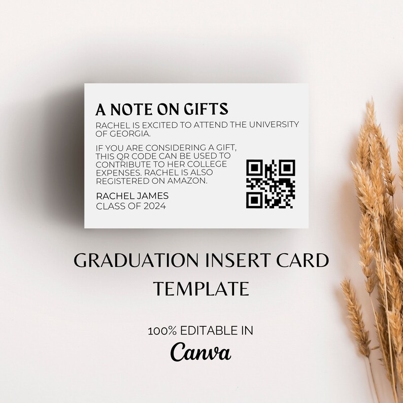 Editable Graduation Party Invitation Insert Template, Graduation QR ...