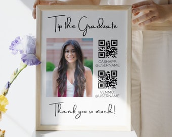 Tip the Graduate QR Code Sign, Graduation Qr Code Sign for Open House ...