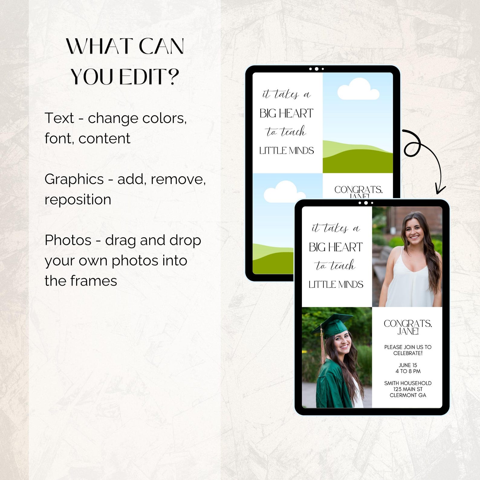 Education Graduation Invite Canva Template, Teacher Graduation ...