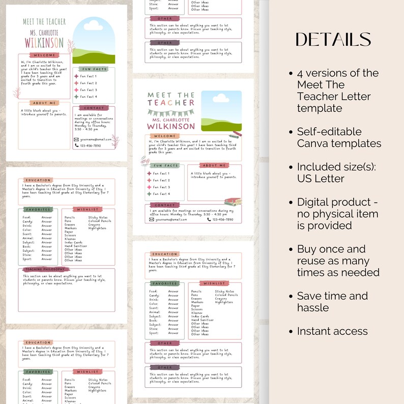 Botanical Meet the Teacher Template Boho, Elementary All About Me ...