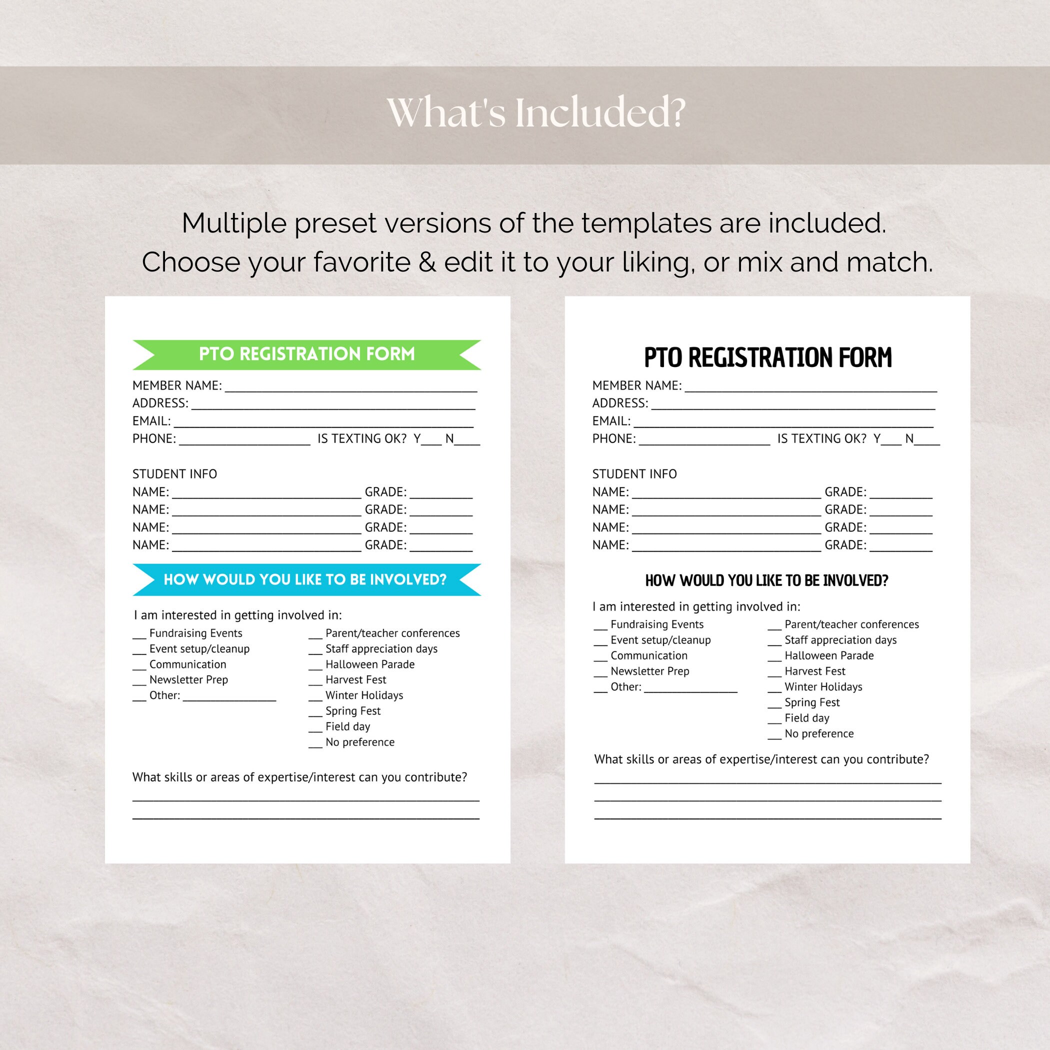 Editable PTA Membership Form, PTO Registration Sign up Sheet, PTA Flyer ...
