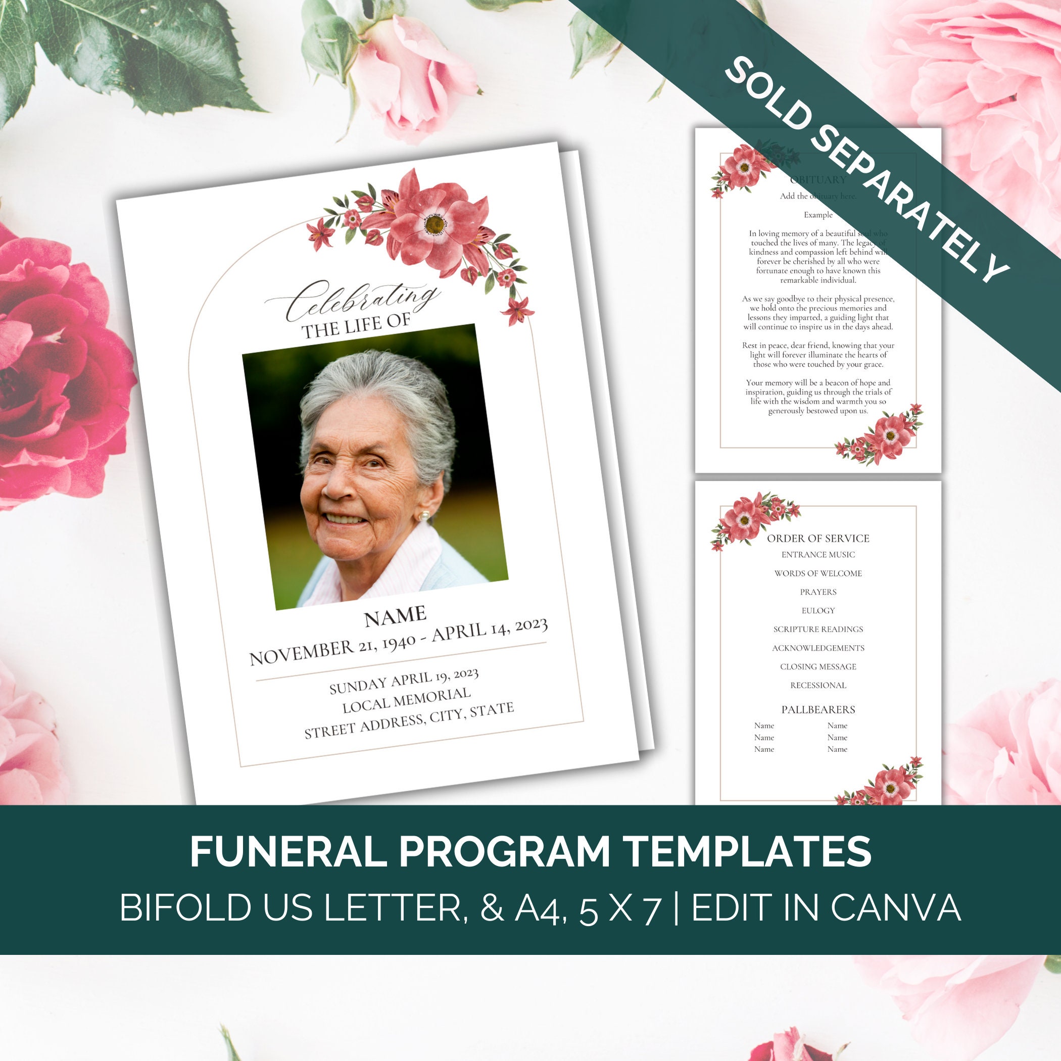 Funeral Program Template for Woman Purple, Celebration of Life Program ...