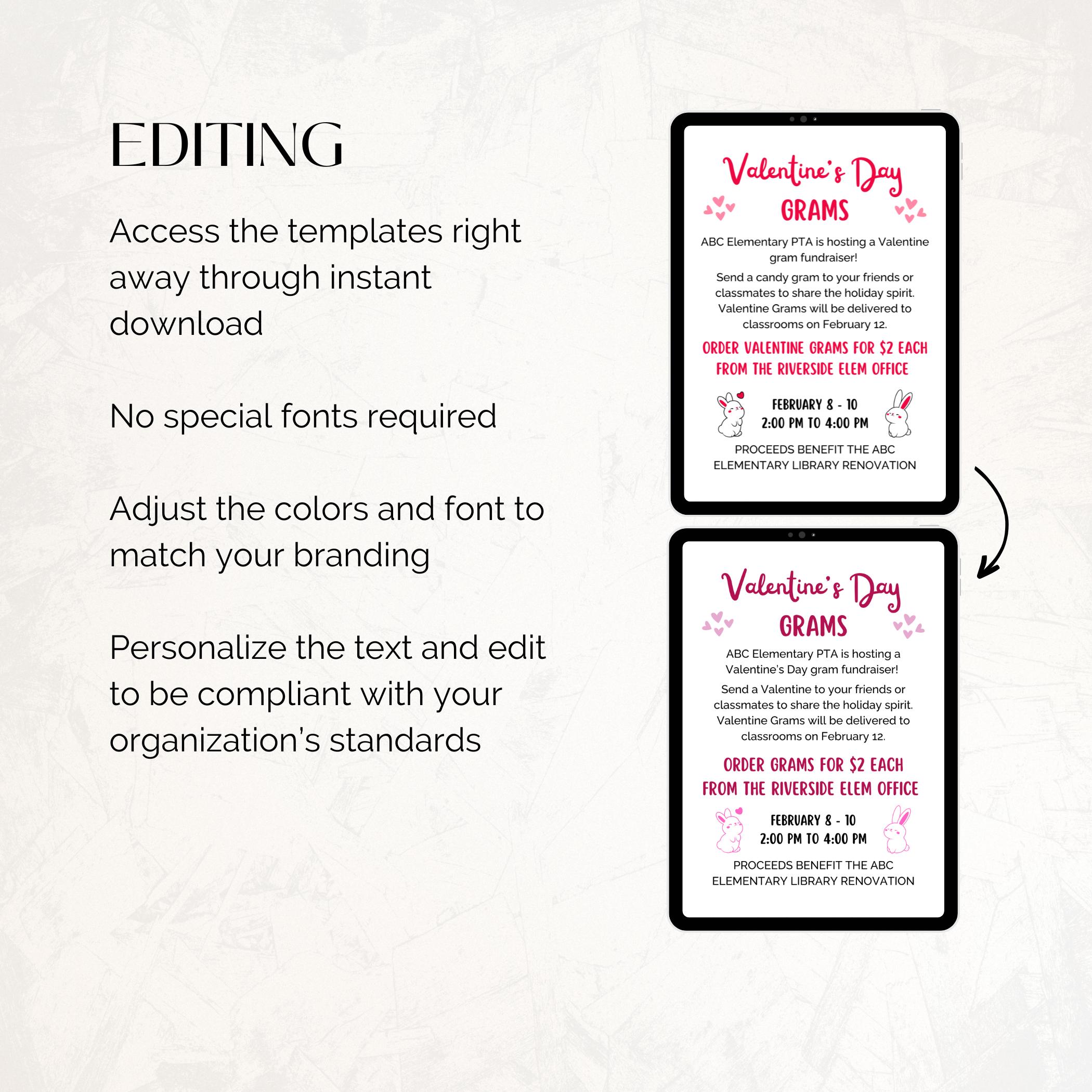 Valentines Day Gram Fundraiser Canva Template, Animal Valentine Candy ...