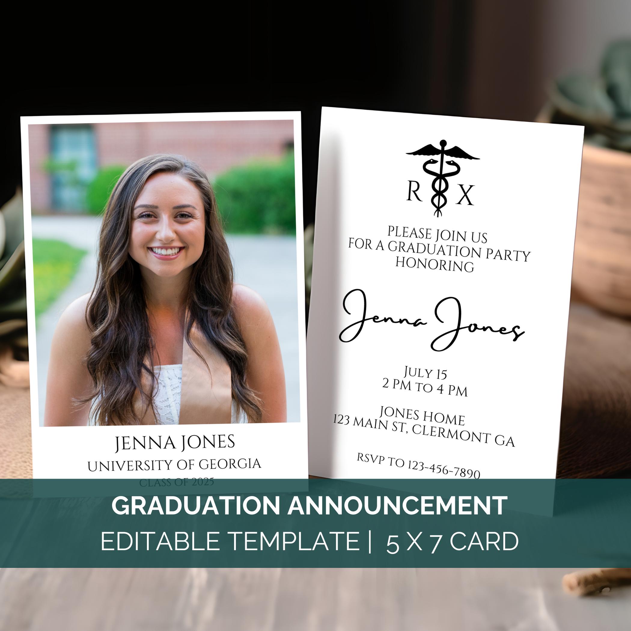 Pharmacy Graduation Party Invitation Canva Template, Pharmacist ...