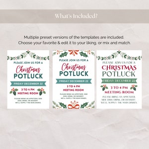 Christmas Potluck Flyer Template, Winter Potluck Sign, Office Potluck ...