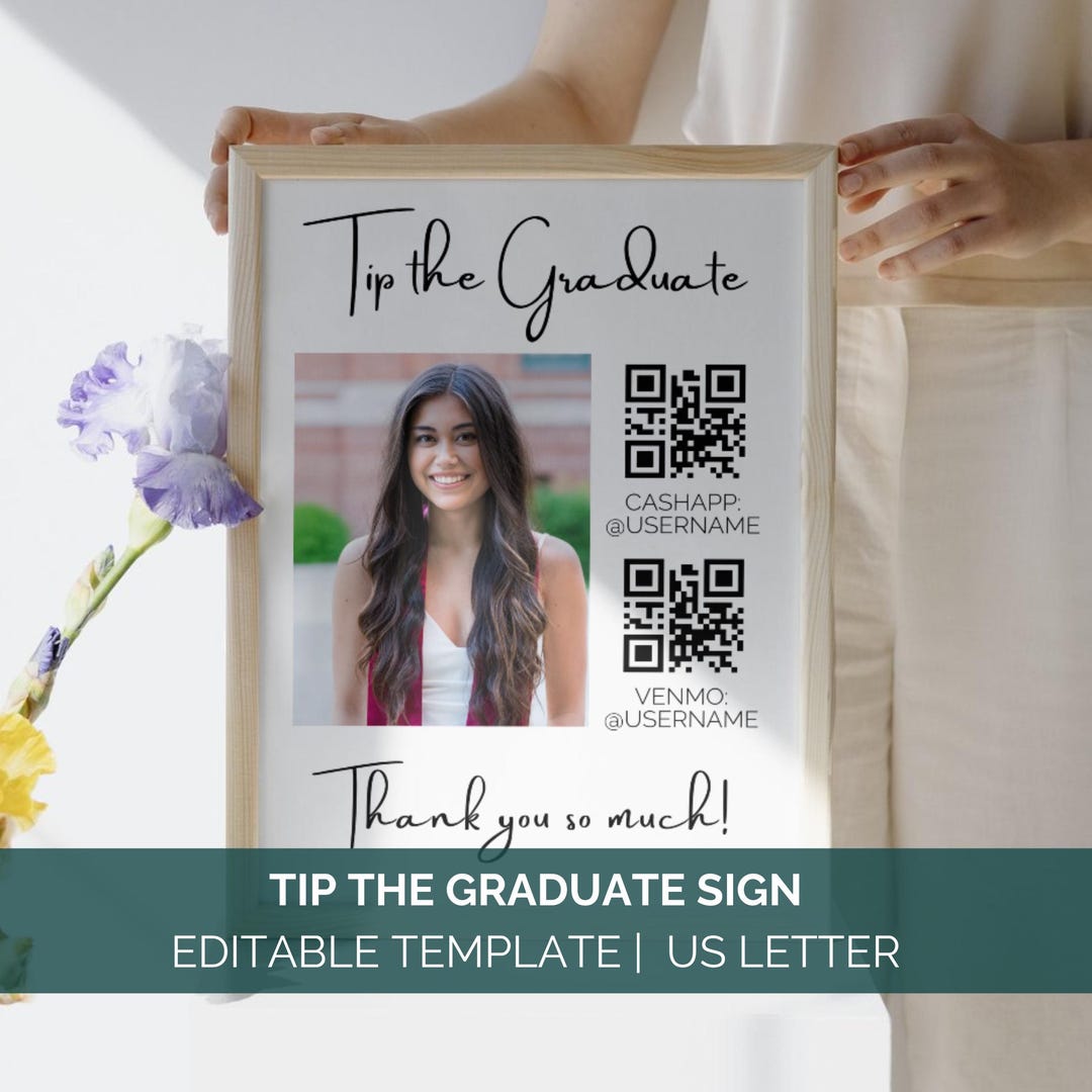Tip the Graduate QR Code Sign, Graduation Qr Code Sign for Open House ...
