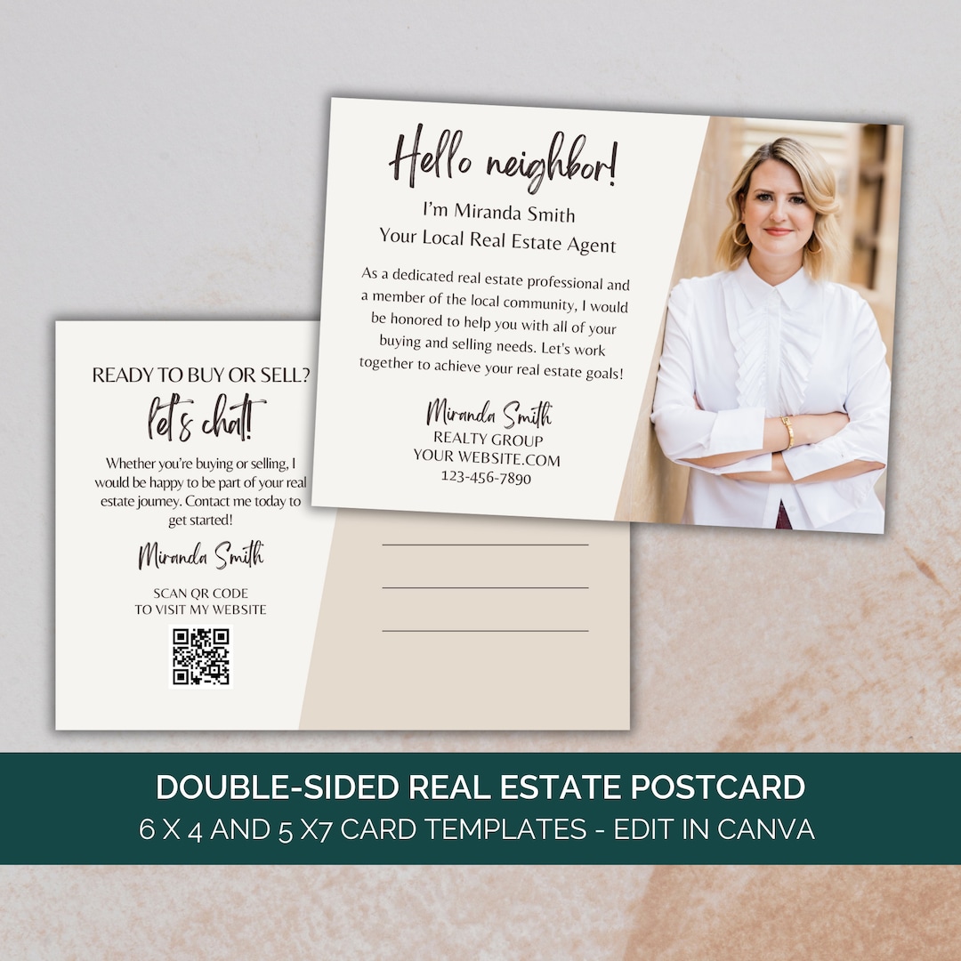 Real Estate Agent Introduction Postcard, Hello Neighbor Real Estate ...