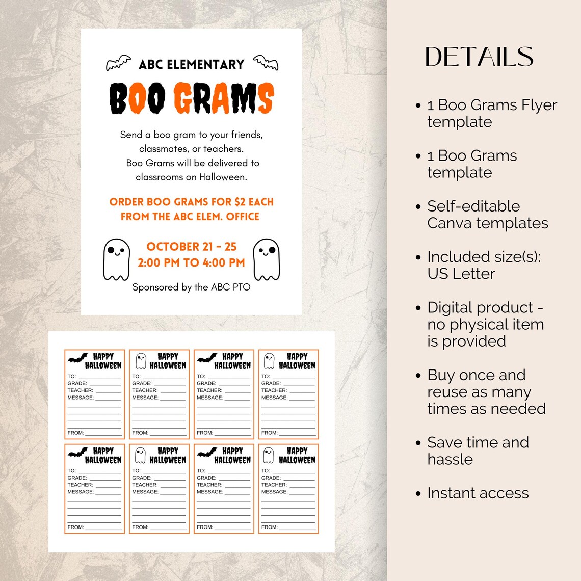 Halloween Boo Grams Flyer Canva Template, Halloween Boo Gram Flyer ...