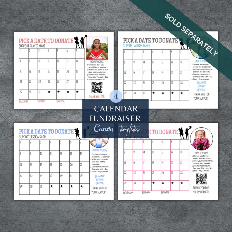Pick A Date to Donate Cheer Calendar Fundraiser Template, Cheerleading ...