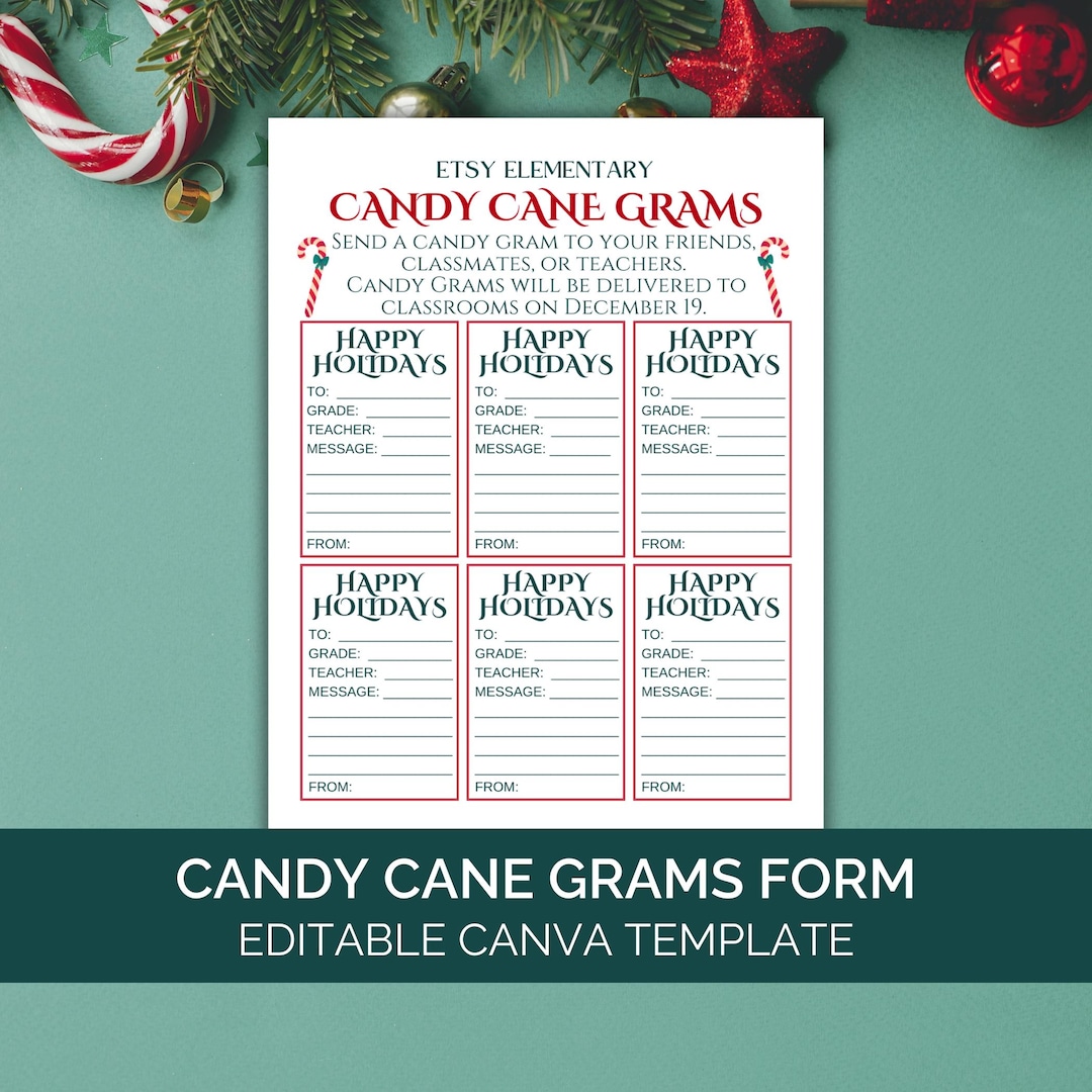 Candy Cane Grams Flyer Canva Template, Christmas Candy Gram Fundraiser ...