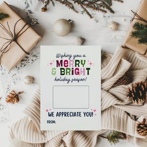 Merry and Bright Gift Card Holder Canva Template, Merry Christmas Gift ...