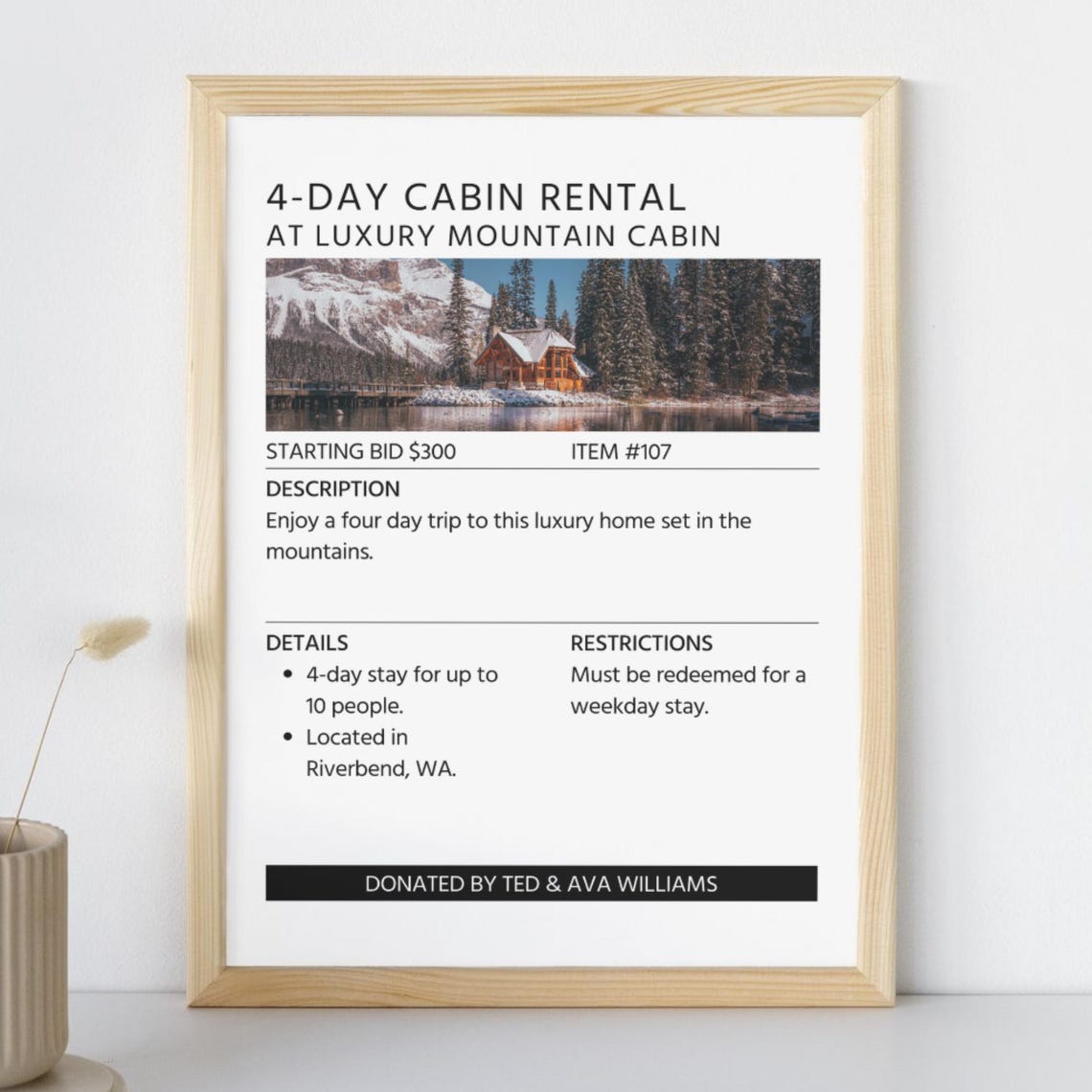 Silent Auction Item Sign Template, Silent Auction Bid Sheet, Silent ...
