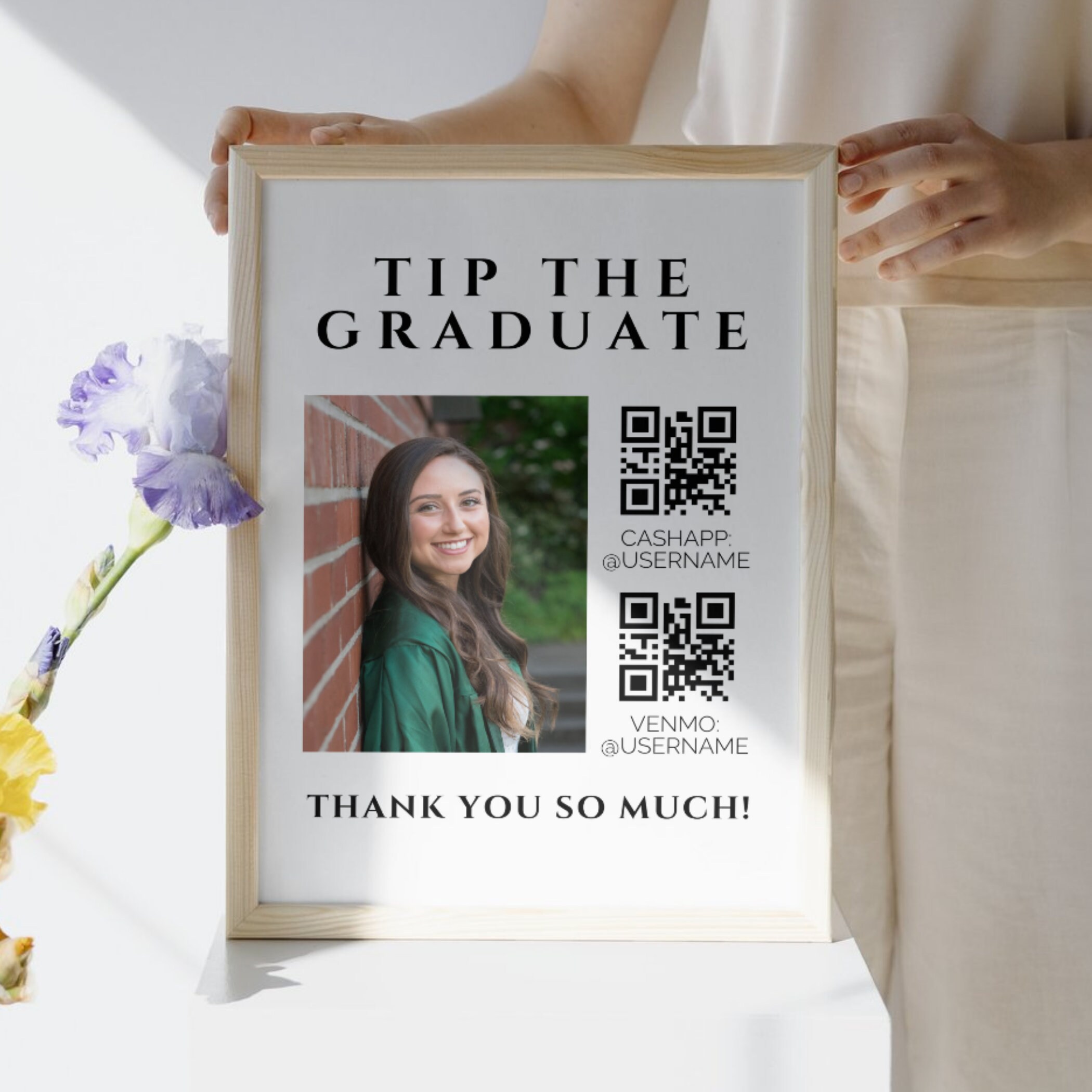 Tip the Graduate QR Code Sign, Graduation Qr Code Sign for Open House ...