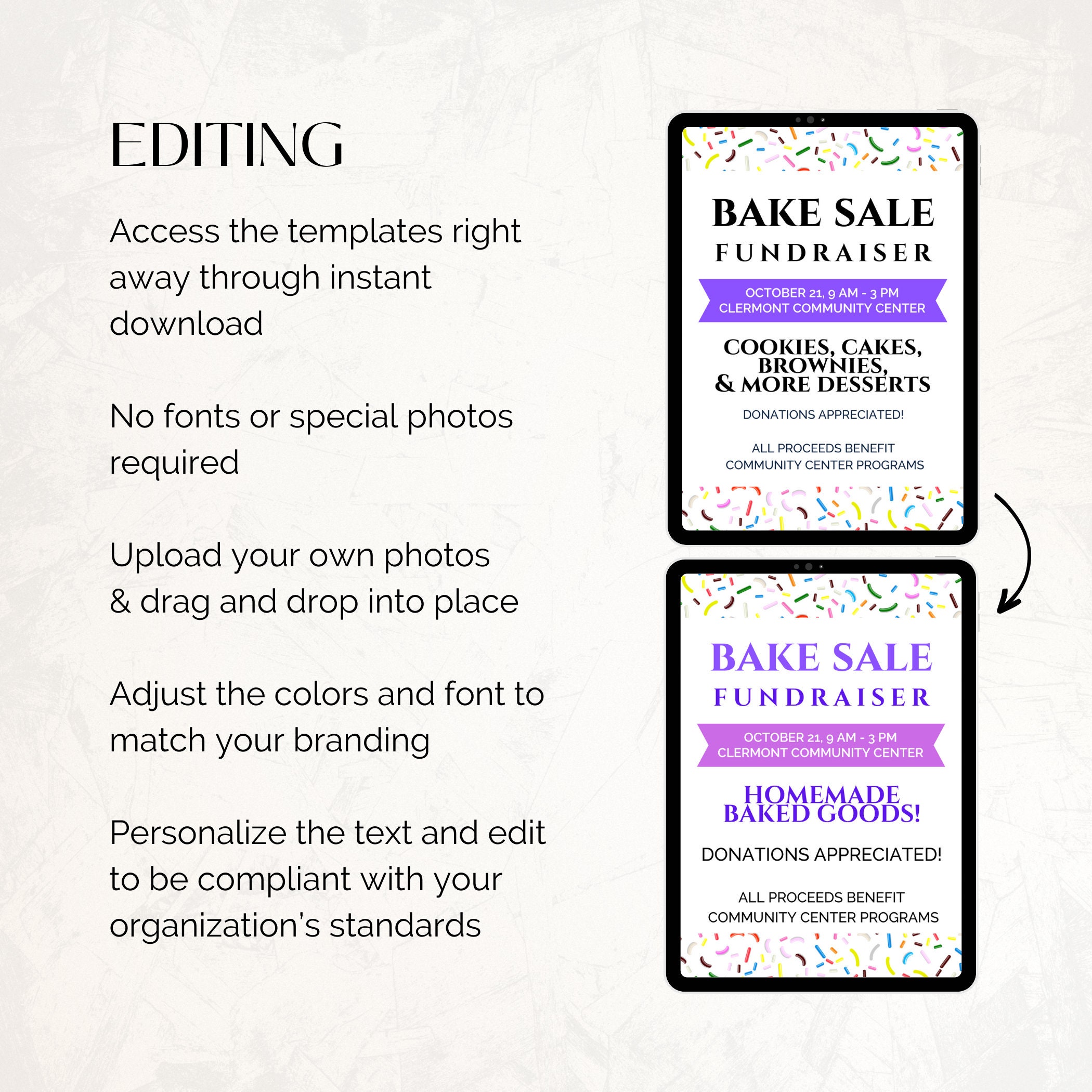 Bake Sale Flyer Template, PTA Bake Sale Fundraiser Flyer, Editable ...