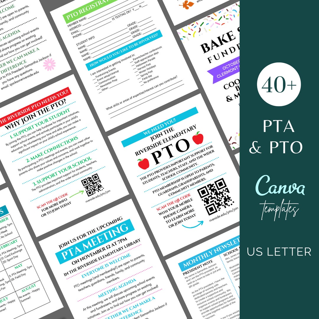 PTA Flyer Bundle, Monthly Themed Meeting Flyers, PTO Recruitment Form ...