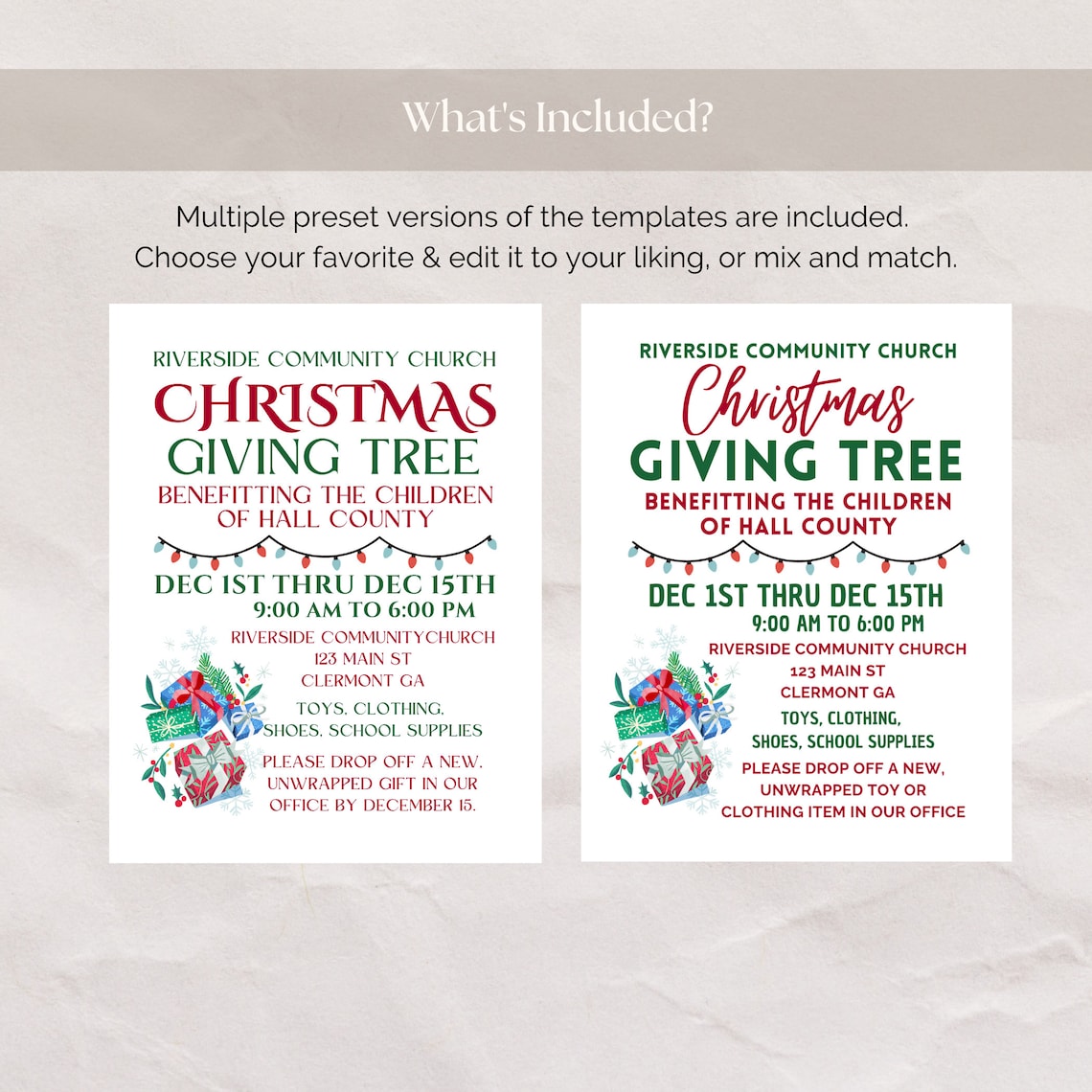 Giving Tree Flyer Template, Giving Tree Tags Printable, Angel Tree Sign ...