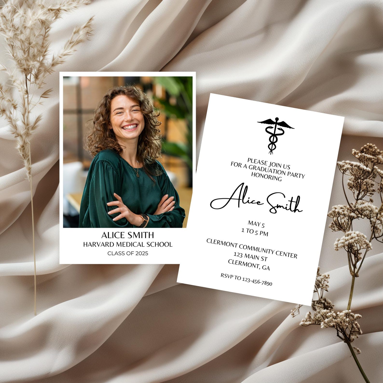 Doctor Graduation Invitation Canva Template, Medical School Graduation ...