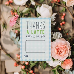 Plaid Thanks A Latte Gift Card Holder Canva Template, Spring Coffee ...