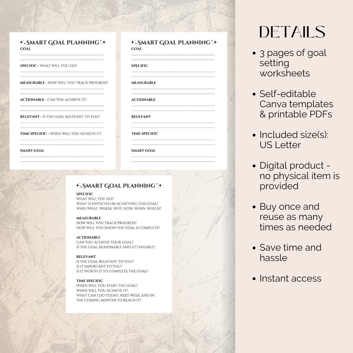 Smart Goal Planning Worksheets Canva Template, Goal Setting for Teens ...