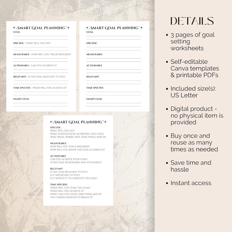 Smart Goal Planning Worksheets Canva Template, Goal Setting for Teens ...