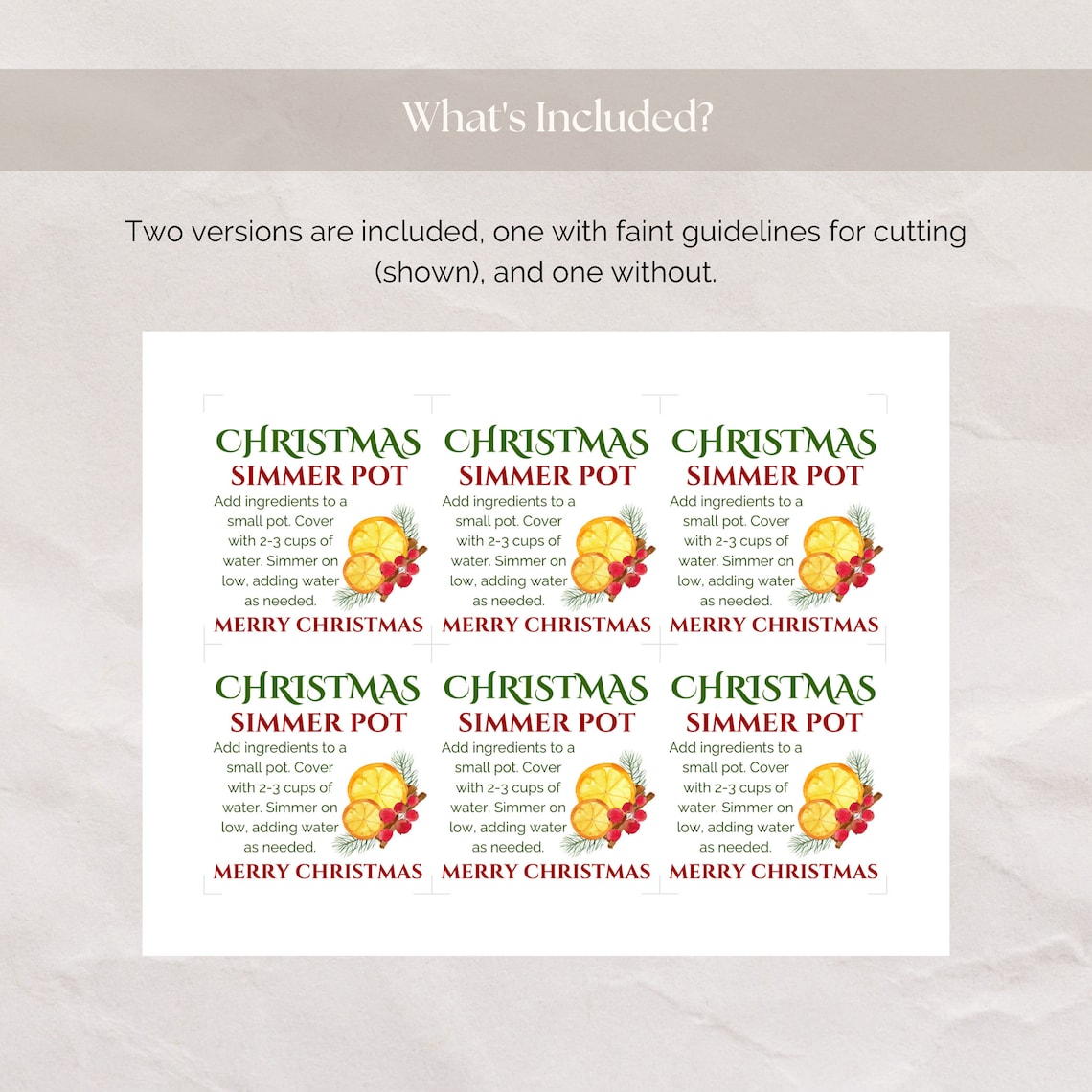 Christmas Simmer Pot Tag, Holiday Stovetop Potpourri Gift Tag ...