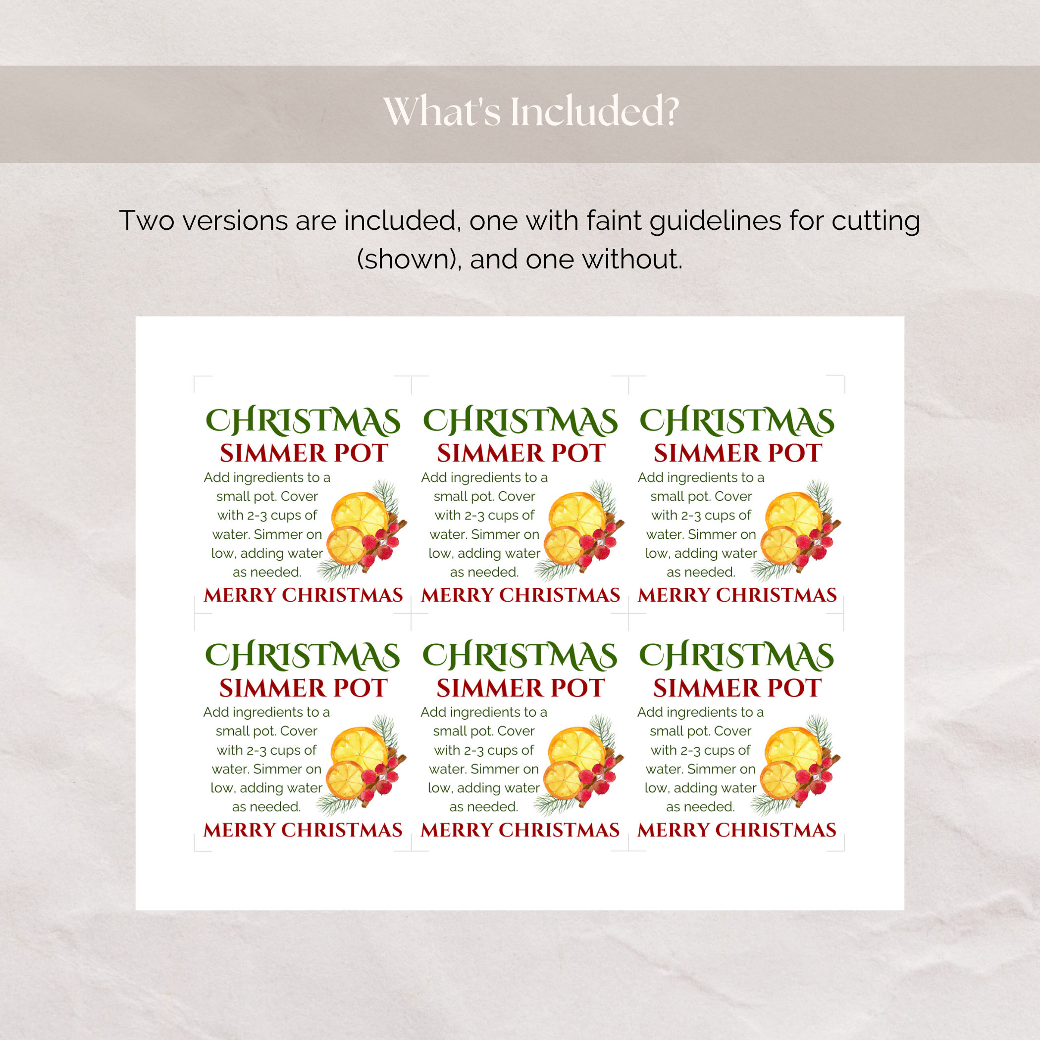 Christmas Simmer Pot Tag, Holiday Stovetop Potpourri Gift Tag ...